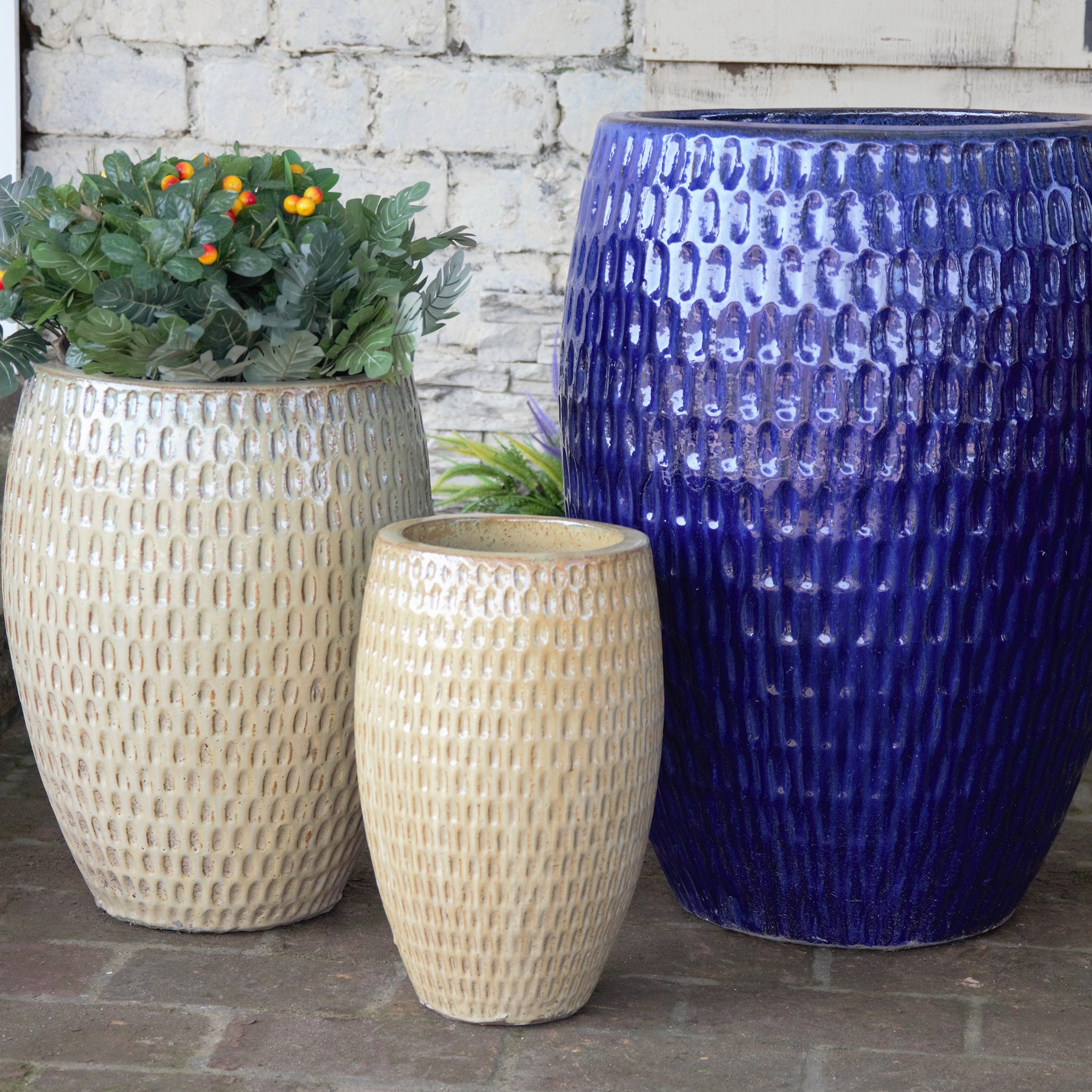 Tall Dimpled Planter Set | TT Pottery